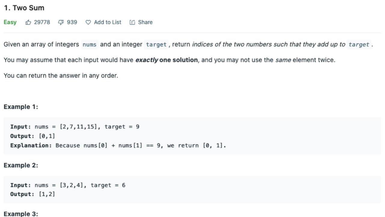 Leetcode two sum solution explained - coding interviews challenge