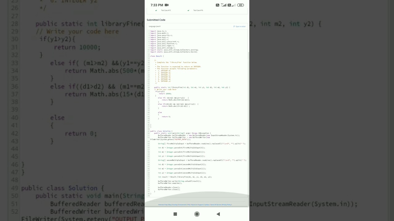 Library Fine Hackerrank Solution#java#youtubeshorts#viralshort#hackerrank