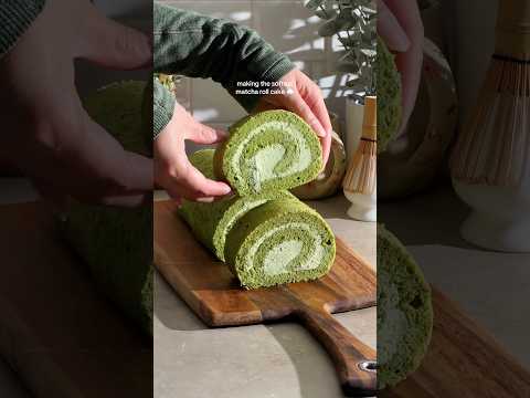 the softest matcha roll cake ☁️🌱 #baking