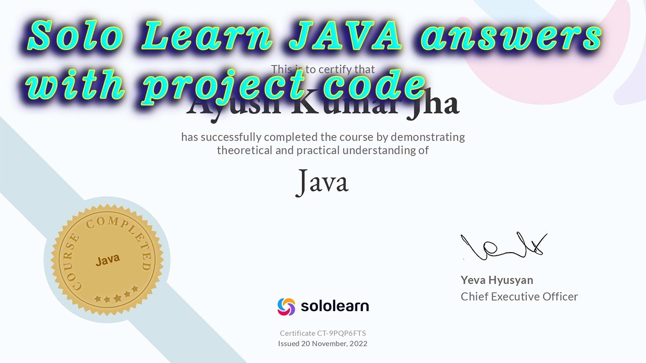 solo learn Java Full Course answers With Project code link || Sololearn java answers