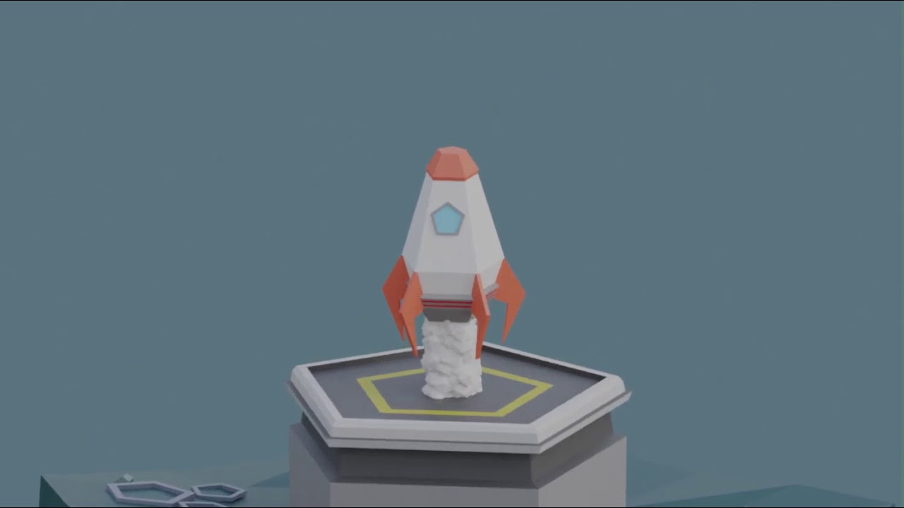 Cadiaan  Rocket  Launch  Low Poly  Learning through CG Cookie