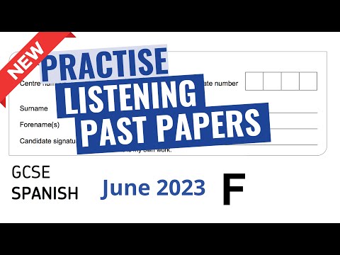 GCSE Spanish Listening Paper (2023, AQA Foundation Tier). Recording, transcript an mark scheme