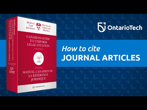 How to Cite Journal Articles using McGill