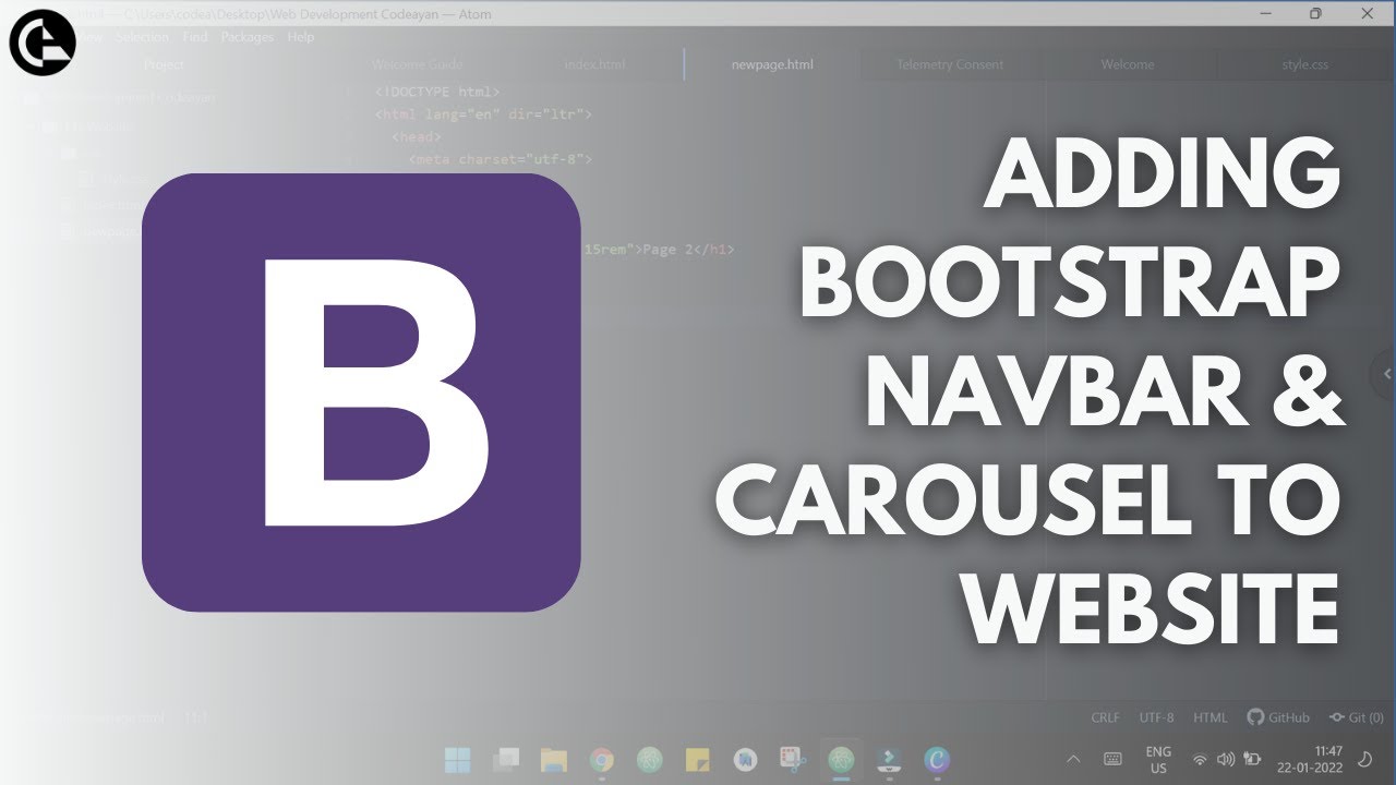 Adding Bootstrap Navbar and Carousel to Webpage | codeayan