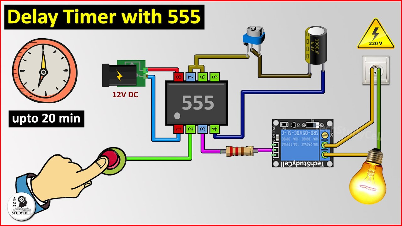 Time Delay Relay circuit using 555 timer IC | Off delay timer Switch | UTSOURCE
