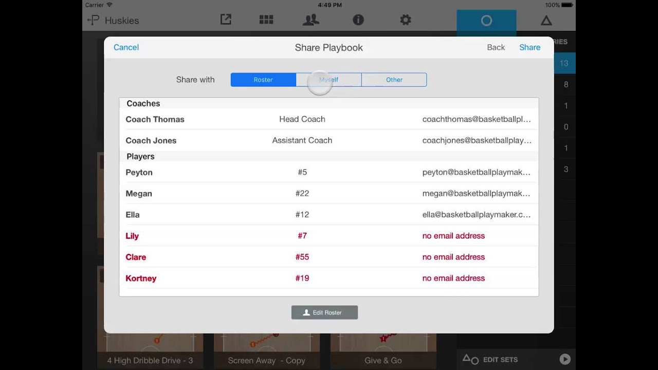 Send PDF Playbooks - Basketball Playmaker iPad App