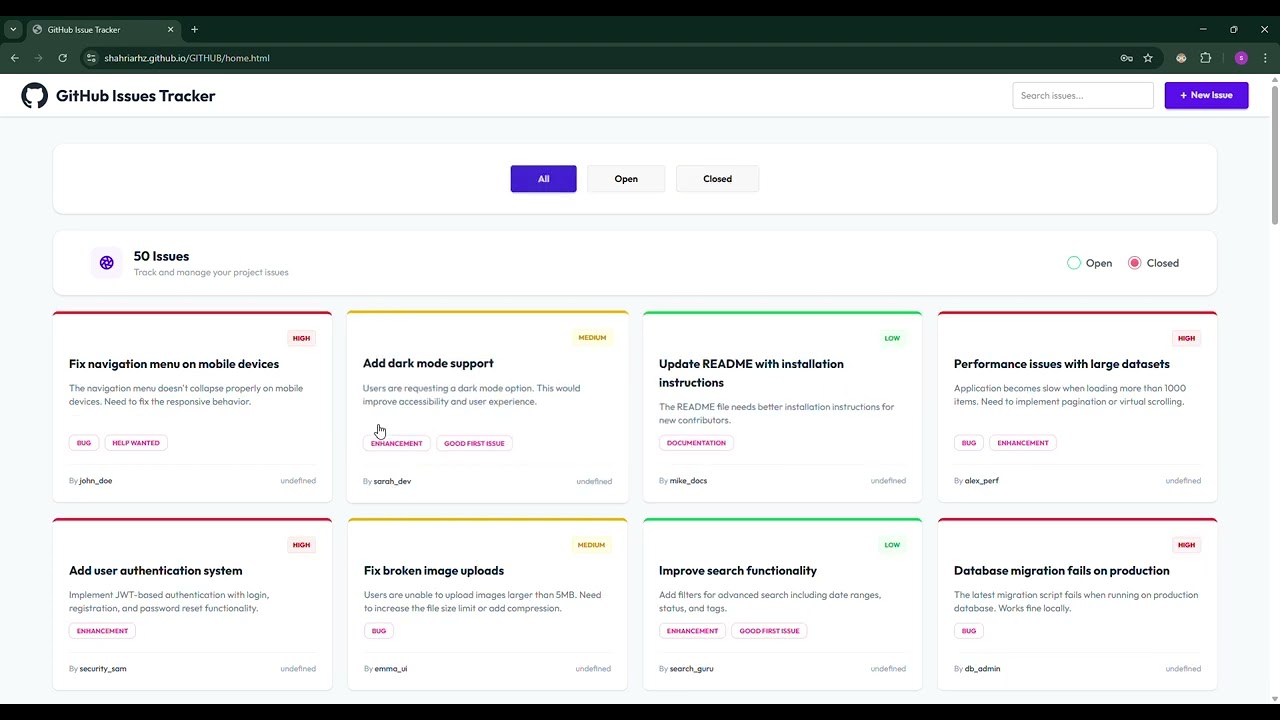 Building a Modern GitHub Issues Tracker | Tailwind CSS & DaisyUI Tutorial