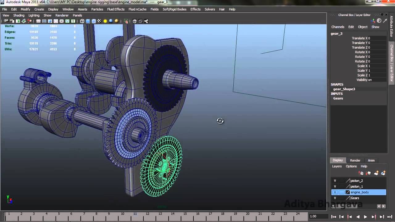 3D Mechanical Rigging Tutorial | Engine Rigging Maya | Autodesk 3D