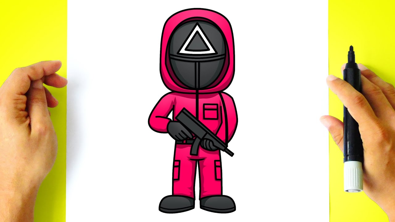 Como DESENHAR GUARDA de ROUND 6 - Cómo DIBUJAR EL JUEGO DEL CALAMAR - SQUID GAME 2 Drawing Tutorial