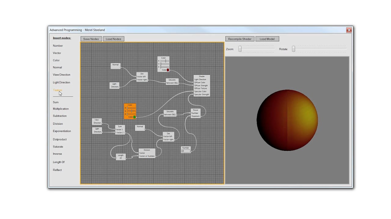 Node based shader tool