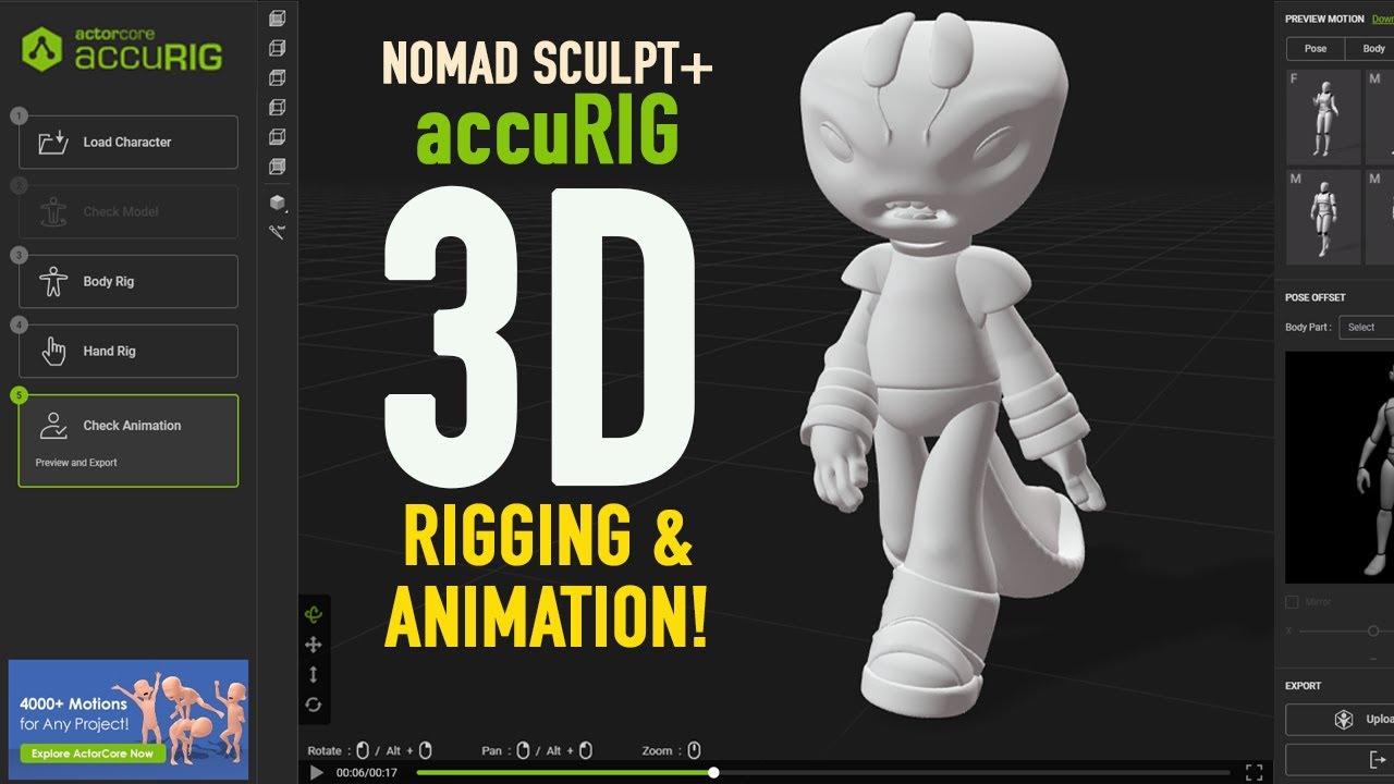 Nomad Sculpt Character Rigging & Animation with accuRIG!