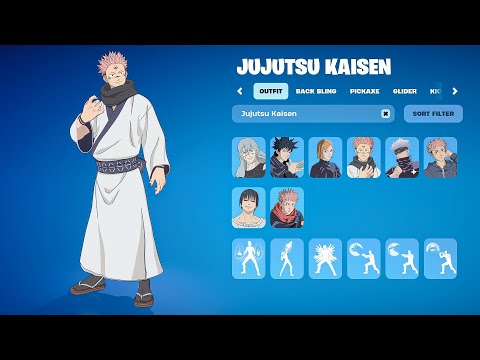All Fortnite x Jujutsu Kaisen Skins & Emotes