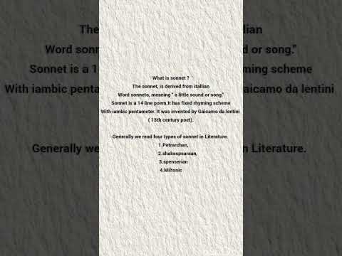 What is SONNET ? #Italian sonnet ✨#Shakespearean sonnet