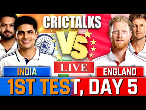 IND vs ENG Live Match Today, 1st Test, India vs England, Cricket Match Score & Commentary, Day 5