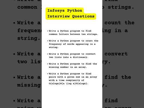Infosys Python Developer Interview: 5 Coding Questions #pythoninterviewquestions #pythonprogram