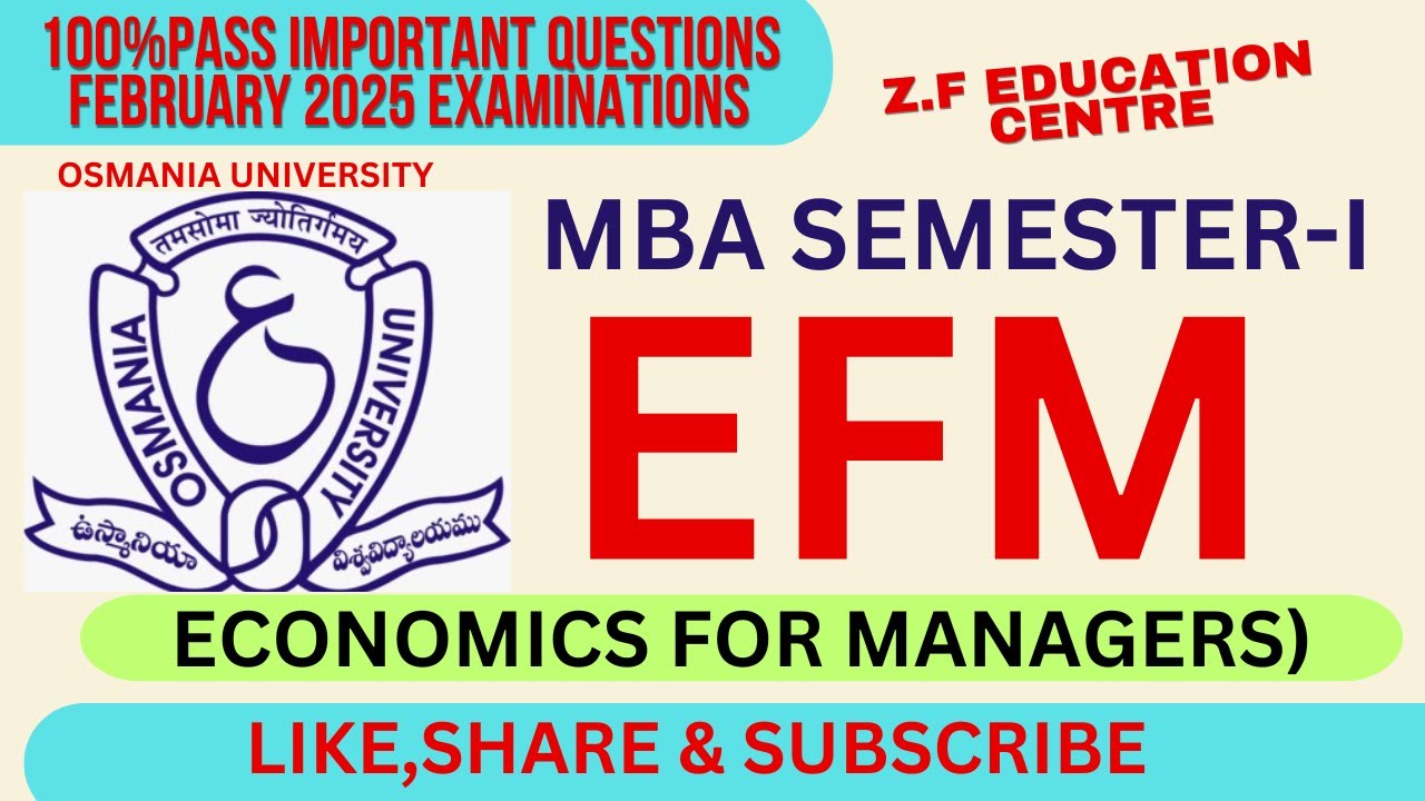 EFM (ECONOMICS FOR MANAGERS) 100%PASS IMPORTANT QUESTIONS 2025 FEB EXAMS OU MBA SEM-I👆💯👍😮