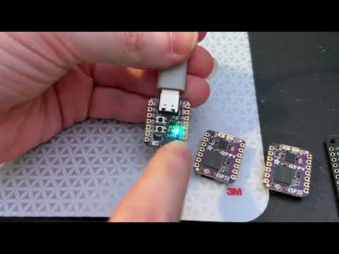The first ESP32-C3 QT Py off the machine line...
