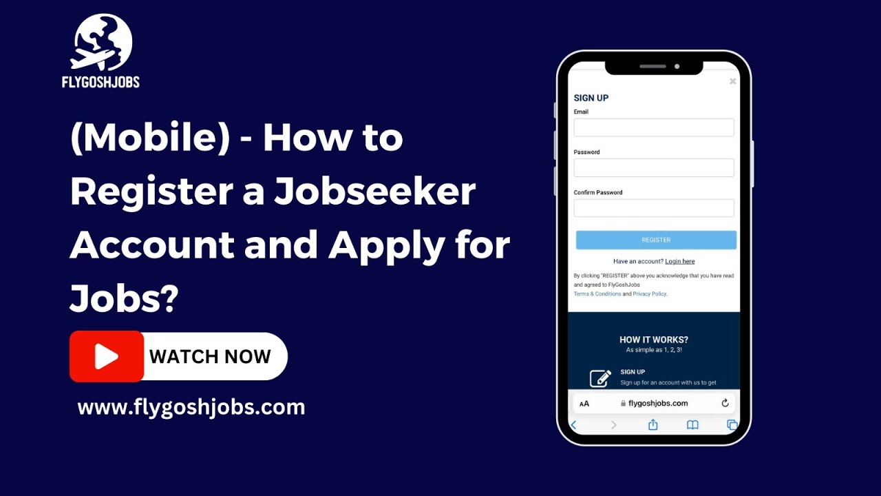 Mobile Version - How to Register a Jobseeker account and apply for jobs