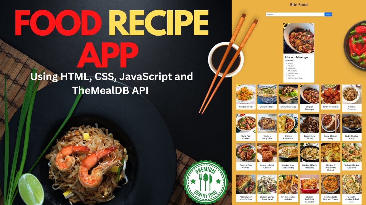 10. Build A Food Recipe App using HTML CSS & JavaScript || TheMealDB API || Step By Step
