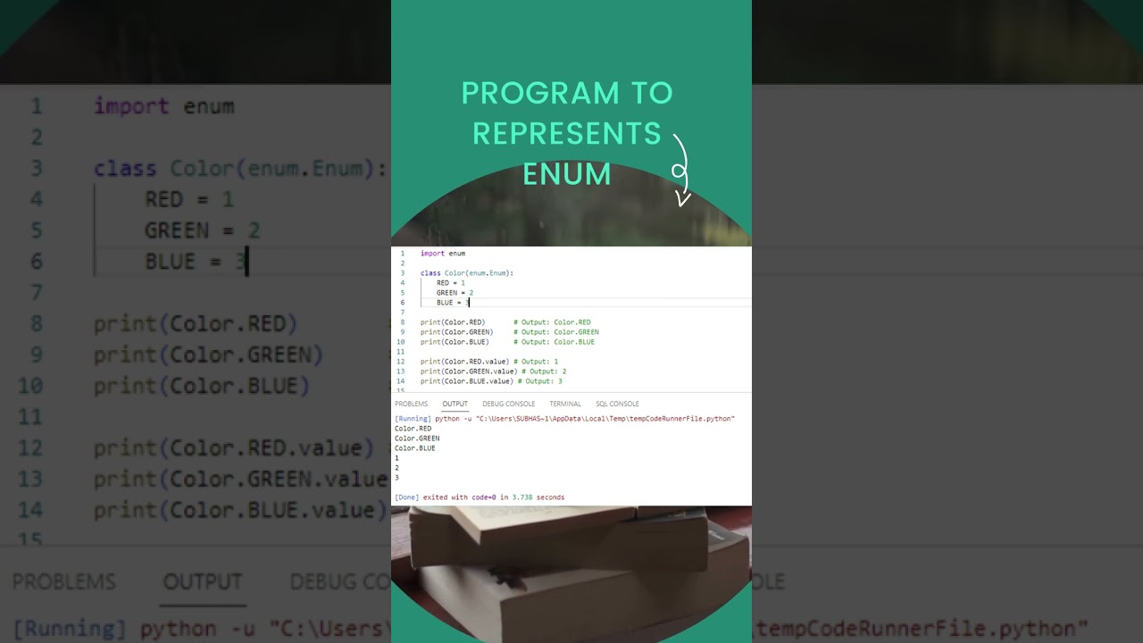 Python program to represent enum.#shortsvideo