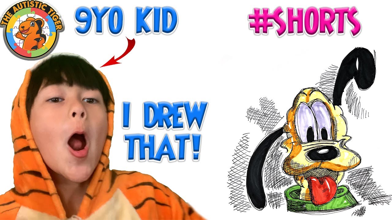 9yo Autistic Savant Draws - Pluto | Disney #shorts