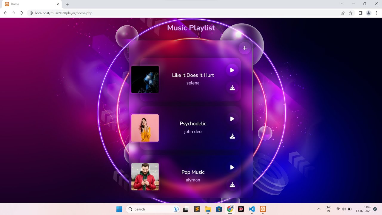 Responsive Music Playlist | Music Player Using HTML / CSS / JavaScript / PHP[WITH SOURCE CODE]