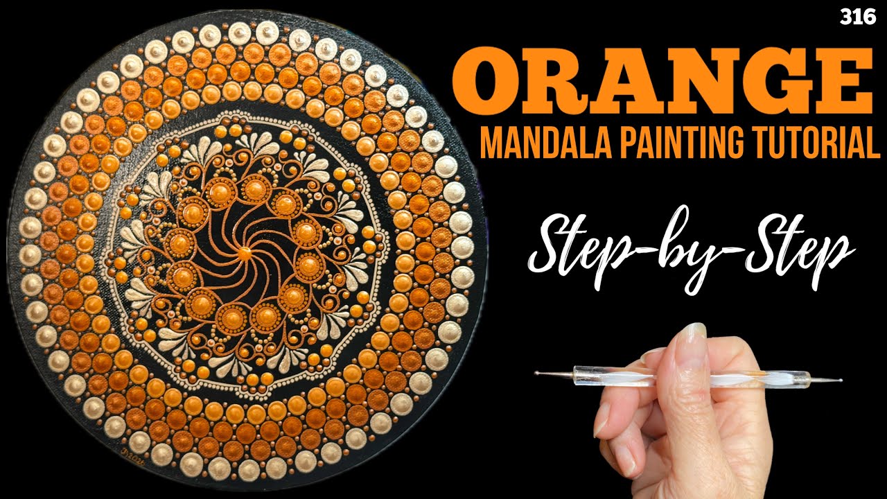 Orange Mandala Painting Tutorial | Beginner Friendly 10