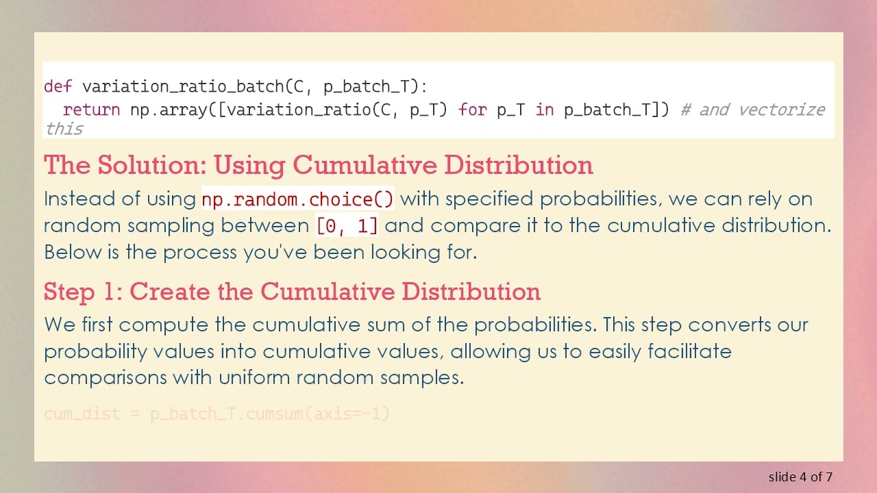 Vectorized Sampling with Different Probabilities in numpy