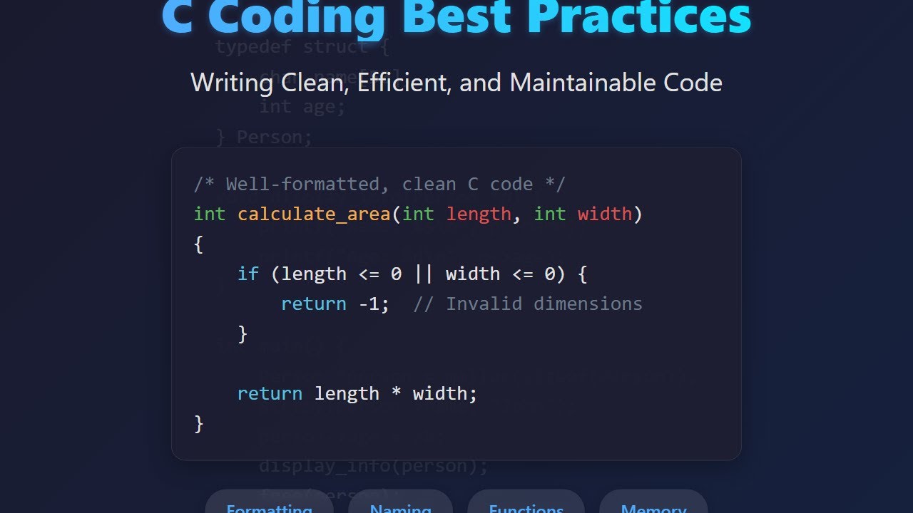 🚀 C Coding Best Practices: Write Clean & Efficient Code for Beginners