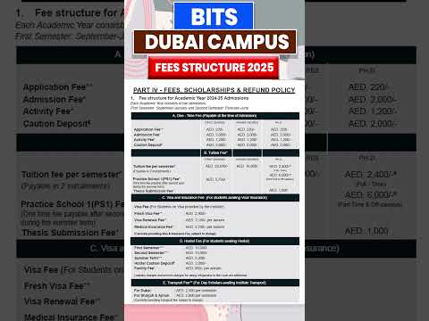 BITS Pilani Dubai Campus : BITS Dubai Fees Structure 2025 #bits #engineeringcollege