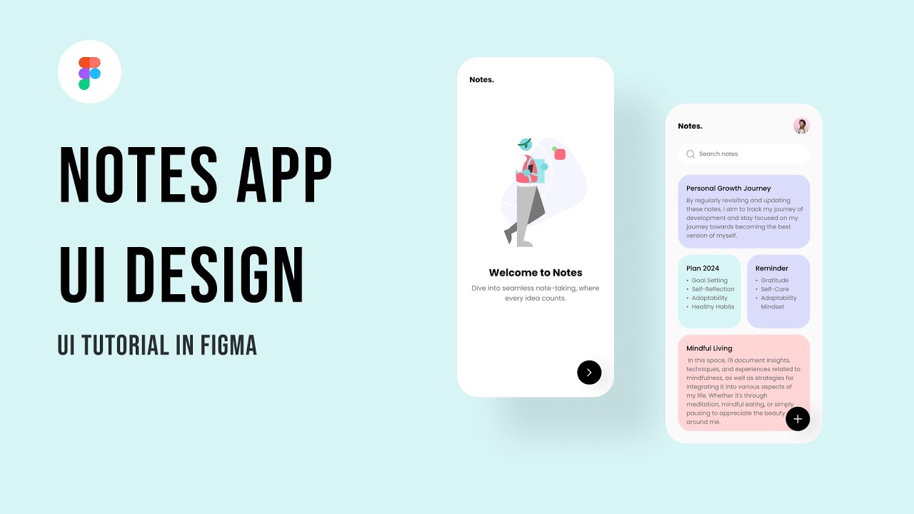 Notes App UI Design using Figma (App UI UX Design | Tutorial For Beginners)