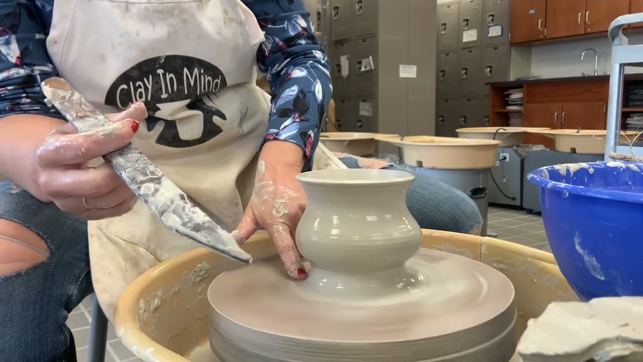 Using your modeling tool and pin tool on the pottery wheel 