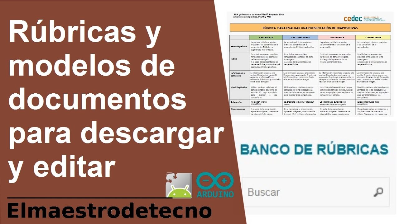 Rúbricas y modelos de otros documentos para descargar y editar: Banco de recursos de CEDEC-INTEF