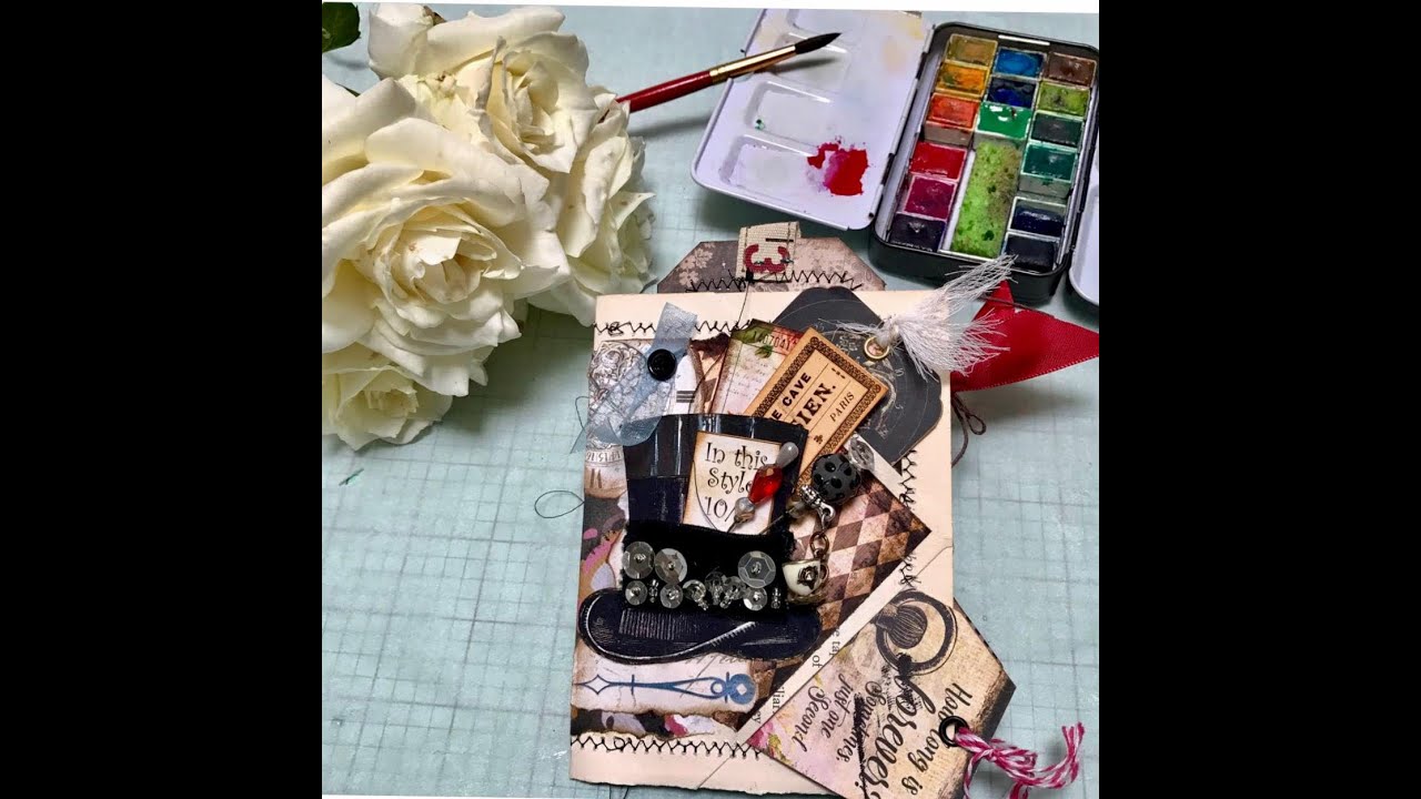 The Hatter - Junk Journal Tag Folder with Hat Pin Tutorial