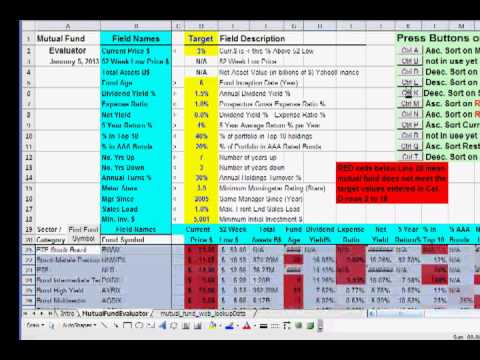 Ultimate Mutual Fund Evaluator spreadsheet intro