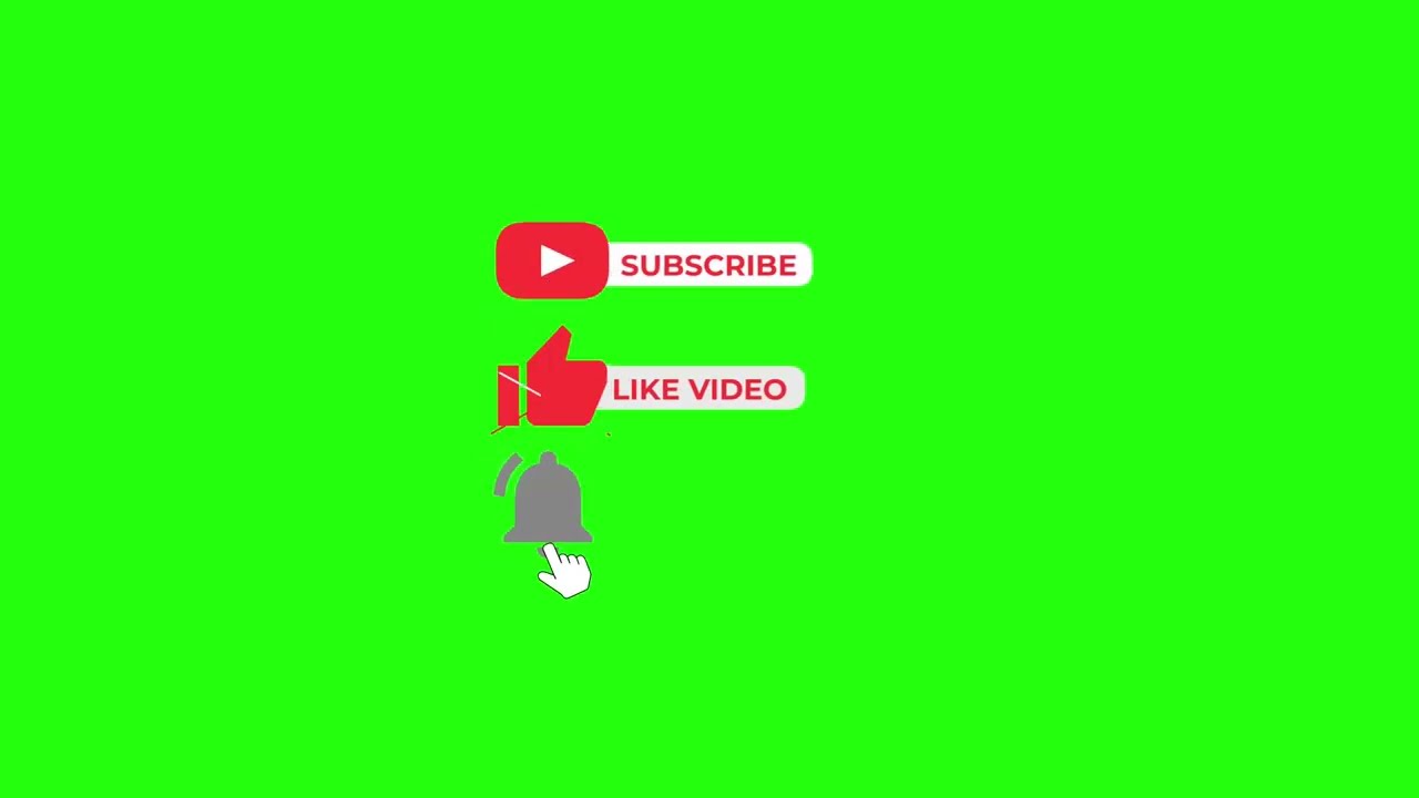 Vertical Subscribe Button, Like and Bell with Text for YouTube | Footage 4K