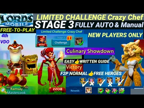 Lords Mobile | CRAZY CHEF Stage 3 Guide (AUTO + Manual) | F2P & Beginner Friendly!