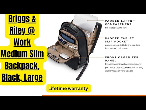 Briggs & Riley @ Work Medium Slim Backpack, Black, Large