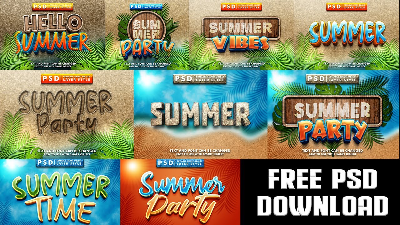 2022 Summer 3D Text Effect Free Download