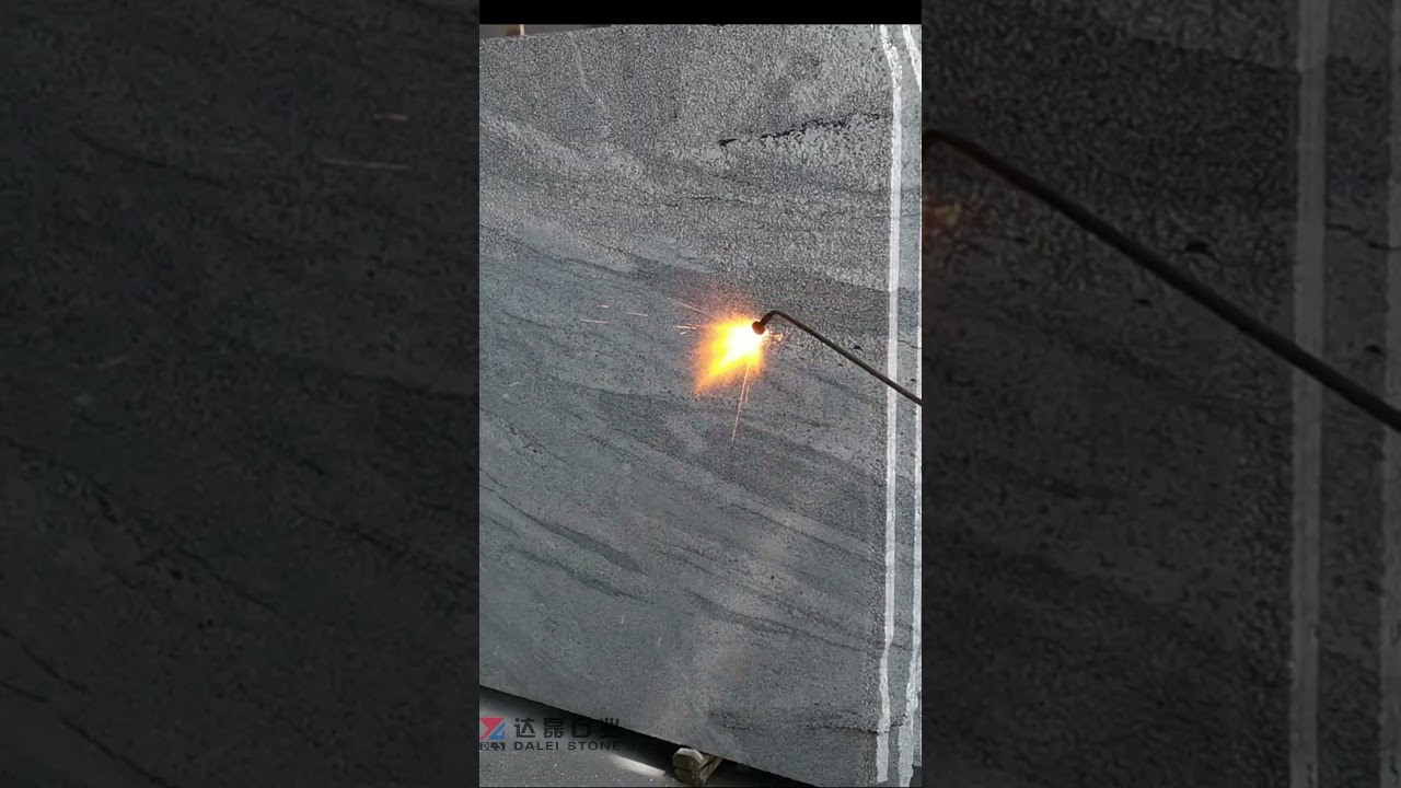 How to Finish Flamed Surface Grey Landscape Stone Big Slab?
