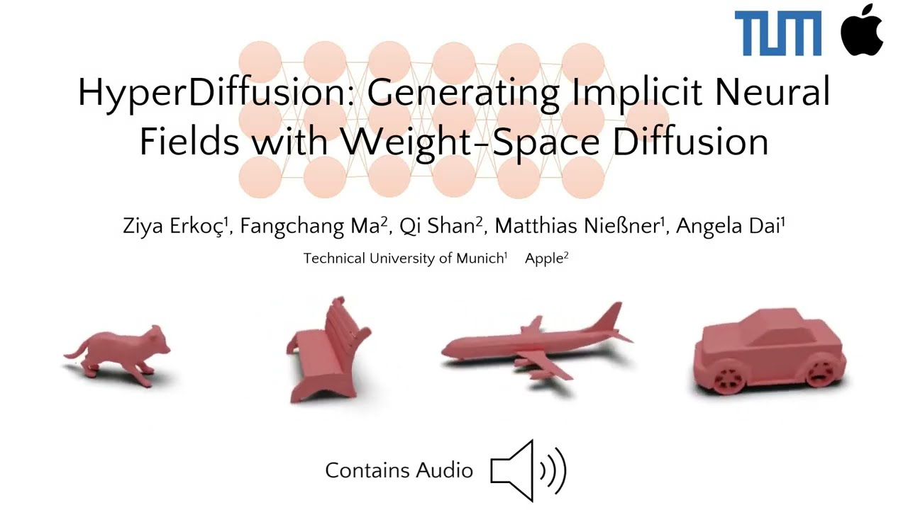 HyperDiffusion: Generating Implicit Neural Fields with Weight-Space Diffusion (ICCV'2023)