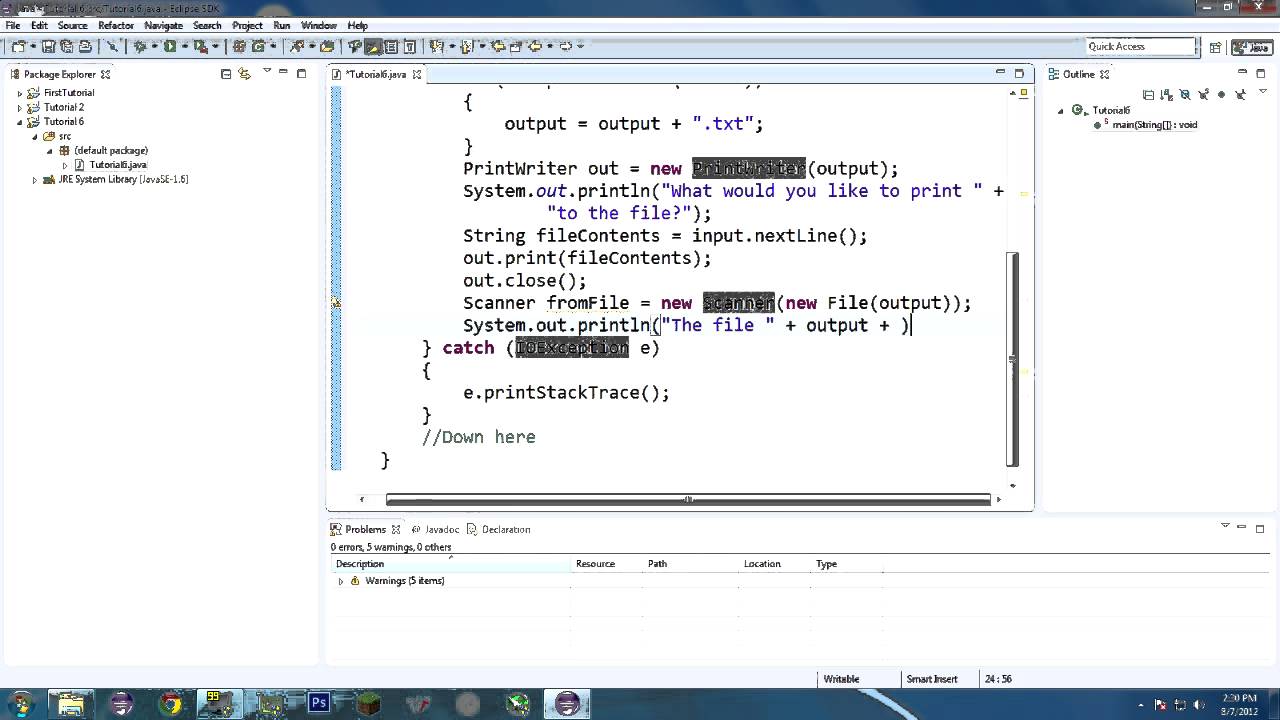 Java Tutorial 6: Hello IO!