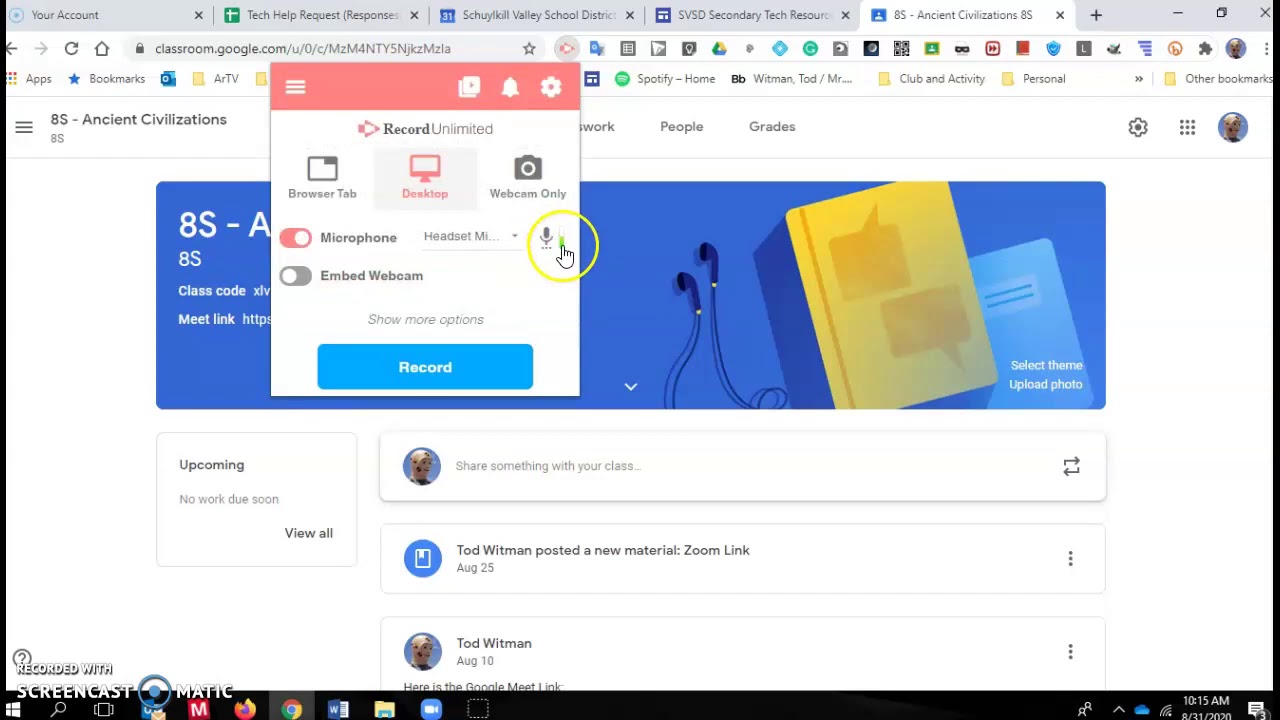 Screencastify Mic Settings