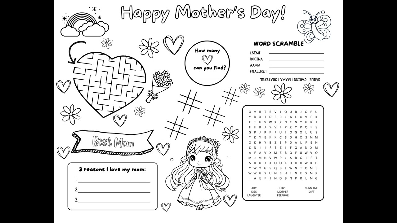 5 Mother's Day Activity Placemats