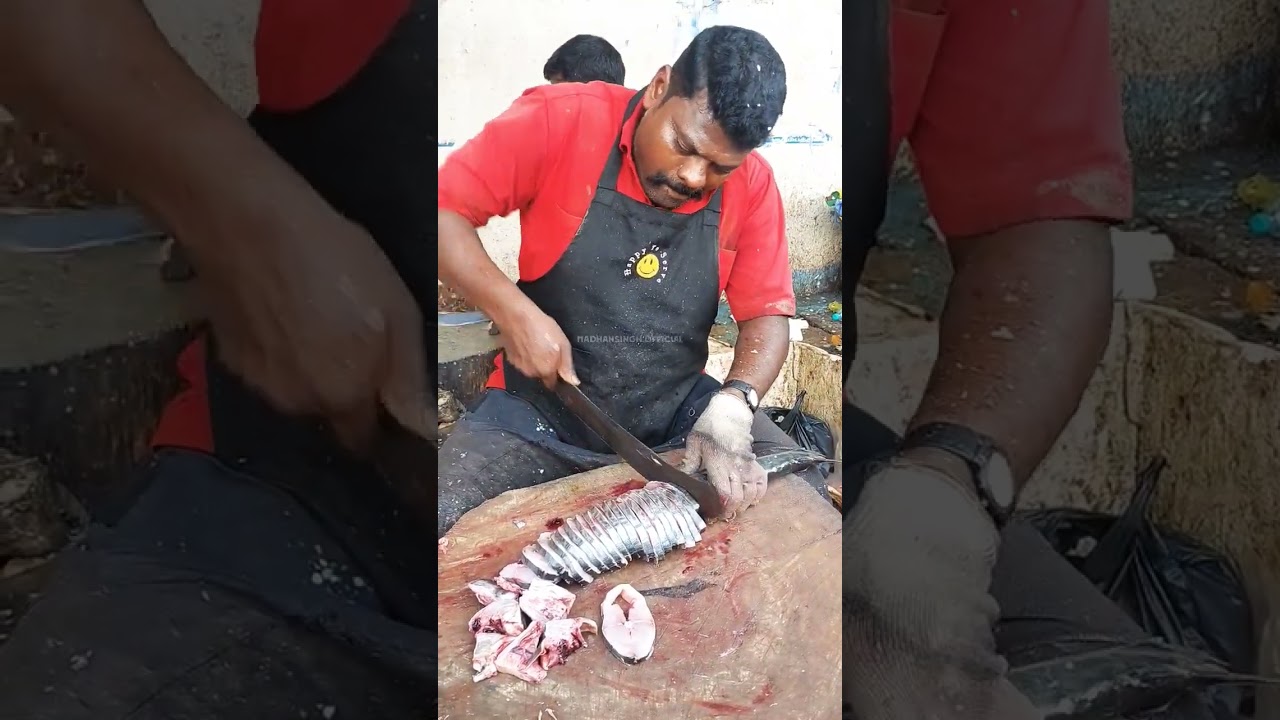 Kasimedi SPEED SELVAM Medium SEER Vanjaram Fish Cutting Video #fishcutting #kasimeduselvam #shorts