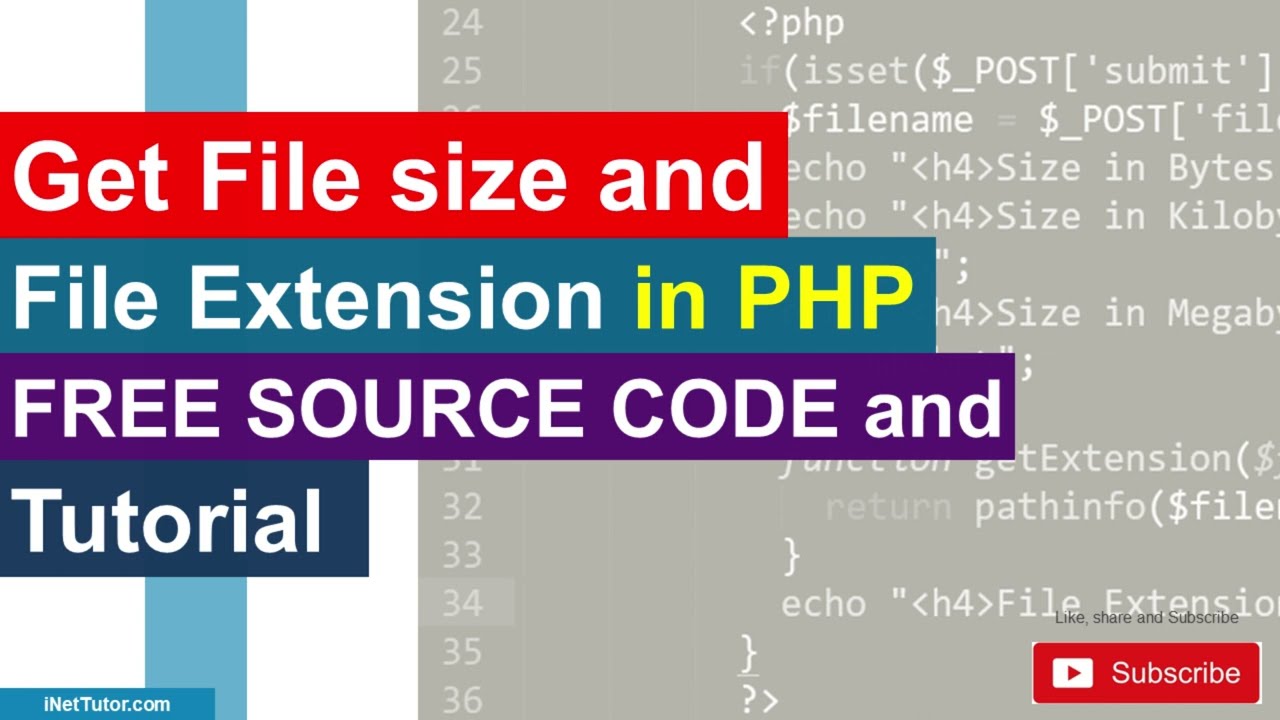Get Filesize and File Extension in PHP Free Source code and Tutorial