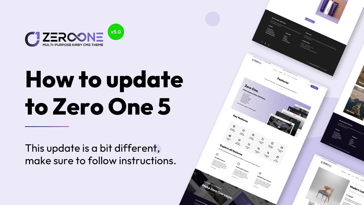 How to update to Zero One 5 | Kirby CMS theme