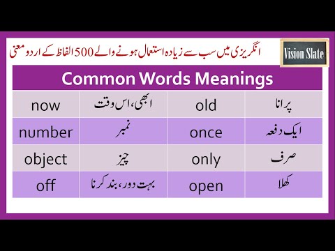 6/9 Most common words of English and their meanings in Urdu starting with N to R
