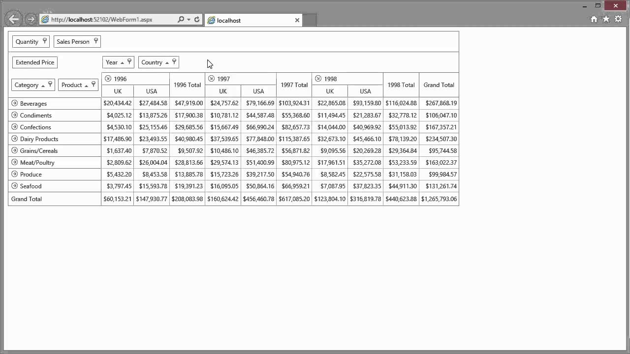 DevExpress ASP.NET Pivot Grid: Getting Started