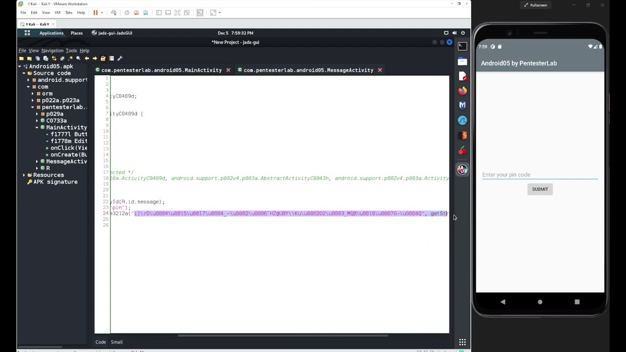 5.5 Pentester Lab 05 Application - Hardcoding Issue - Encryption with key